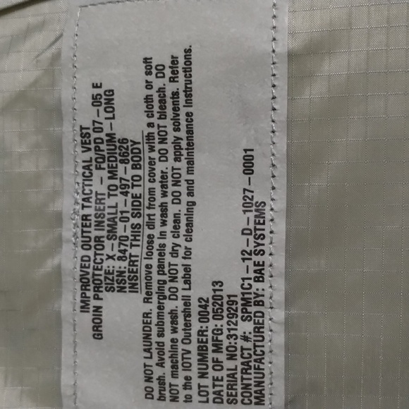 BAE Systems | Other | Usgi Ucp Otv Iba Iotv Kevlar Vest Groin Protector ...